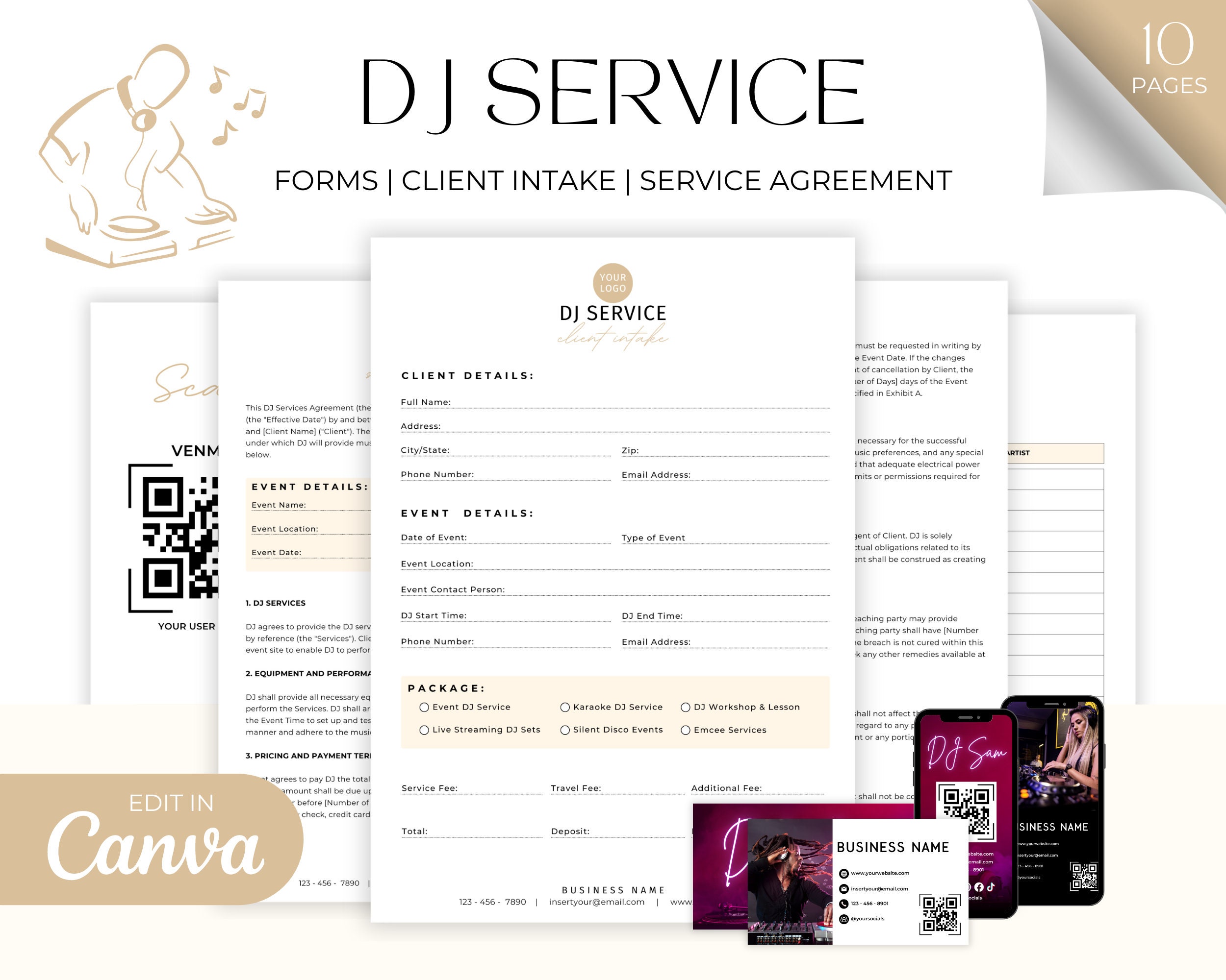 DJ Service Contract Editable DJ Agreement, Wedding Dj Contract, Disc ...
