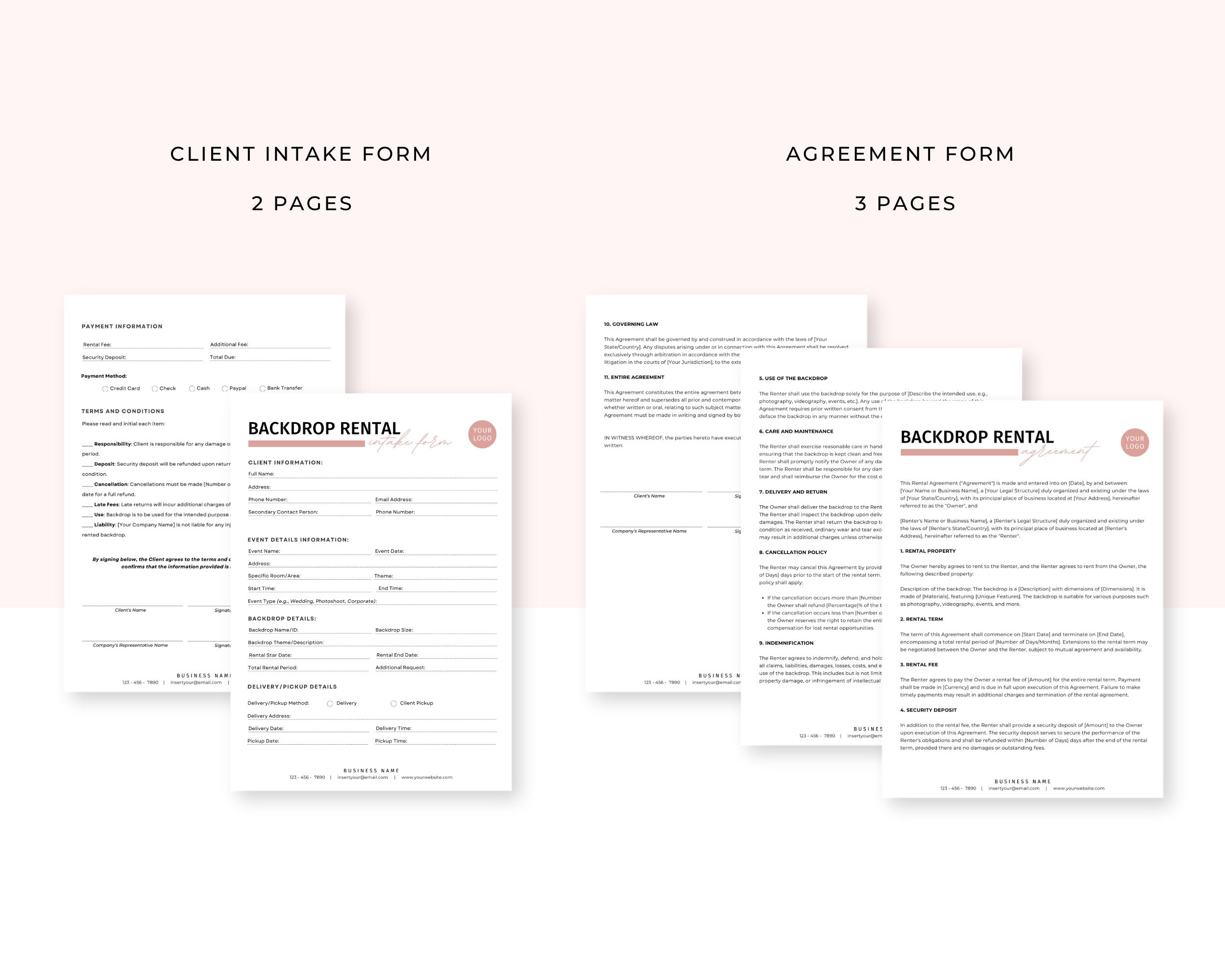 Editable Backdrop Rental Agreement, Party Equipment Rental Contract ...