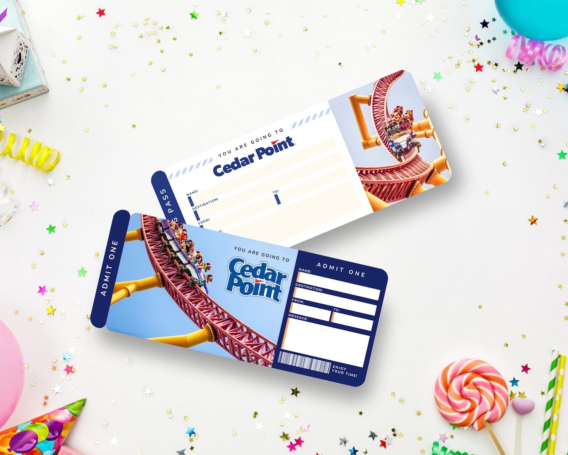 Digital CEDAR POINT Surprise Trip Gift Ticket, Amusement Park Printable ...