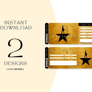 Printable Hamilton Broadway Surprise Ticket, Hamilton the Musical Collectible Theater Ticket ...