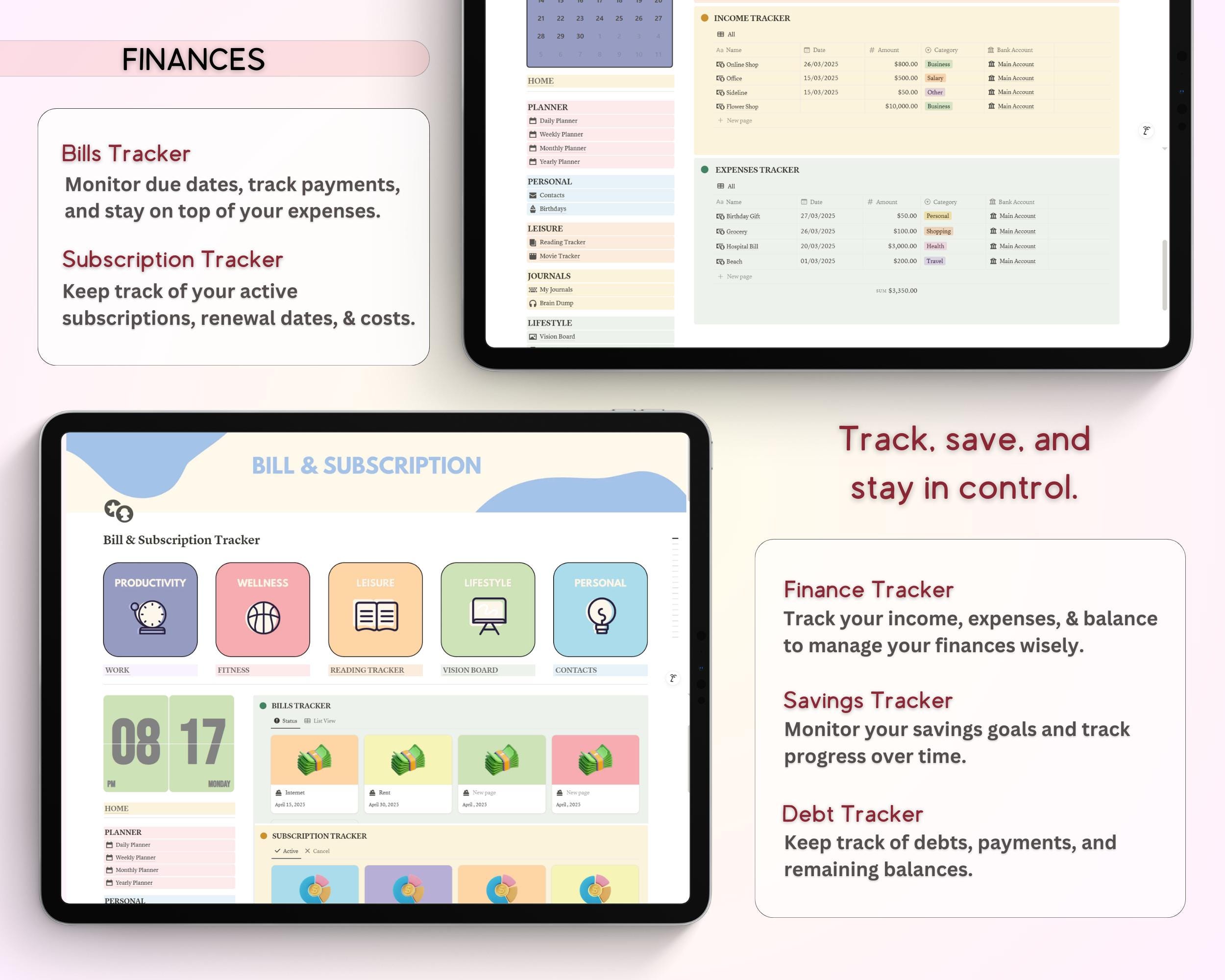 Colorful Ultimate Notion Planner Pre-made Template, the Ultimate Notion ...