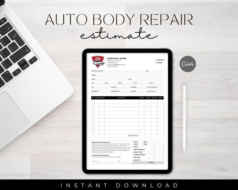 Automotive Service Invoice Template, Car Repair, Auto Repair Estimate ...
