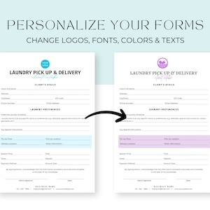Editable Laundry Pick up & Delivery Services Forms Templates, Pick and ...