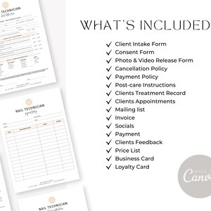Editable Nail Technician Forms Bundle, Nail Tech Consultation Forms ...