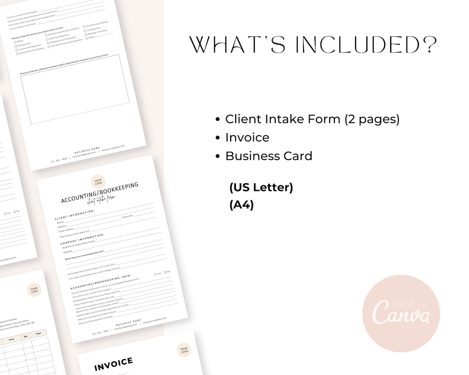 Editable Accounting & Bookkeeping Intake Form Template, Freelance ...