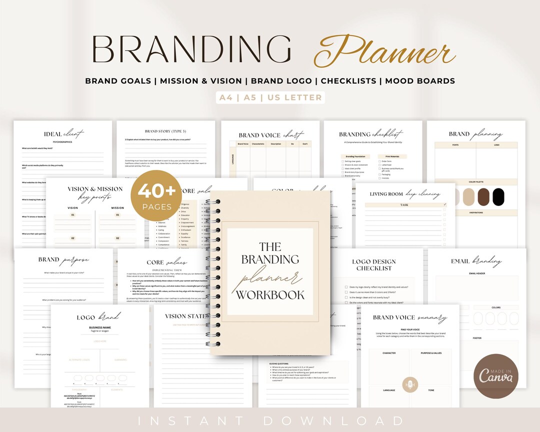 Branding Planner Template, Brand Goals, Mission & Vision, Brand Logo ...