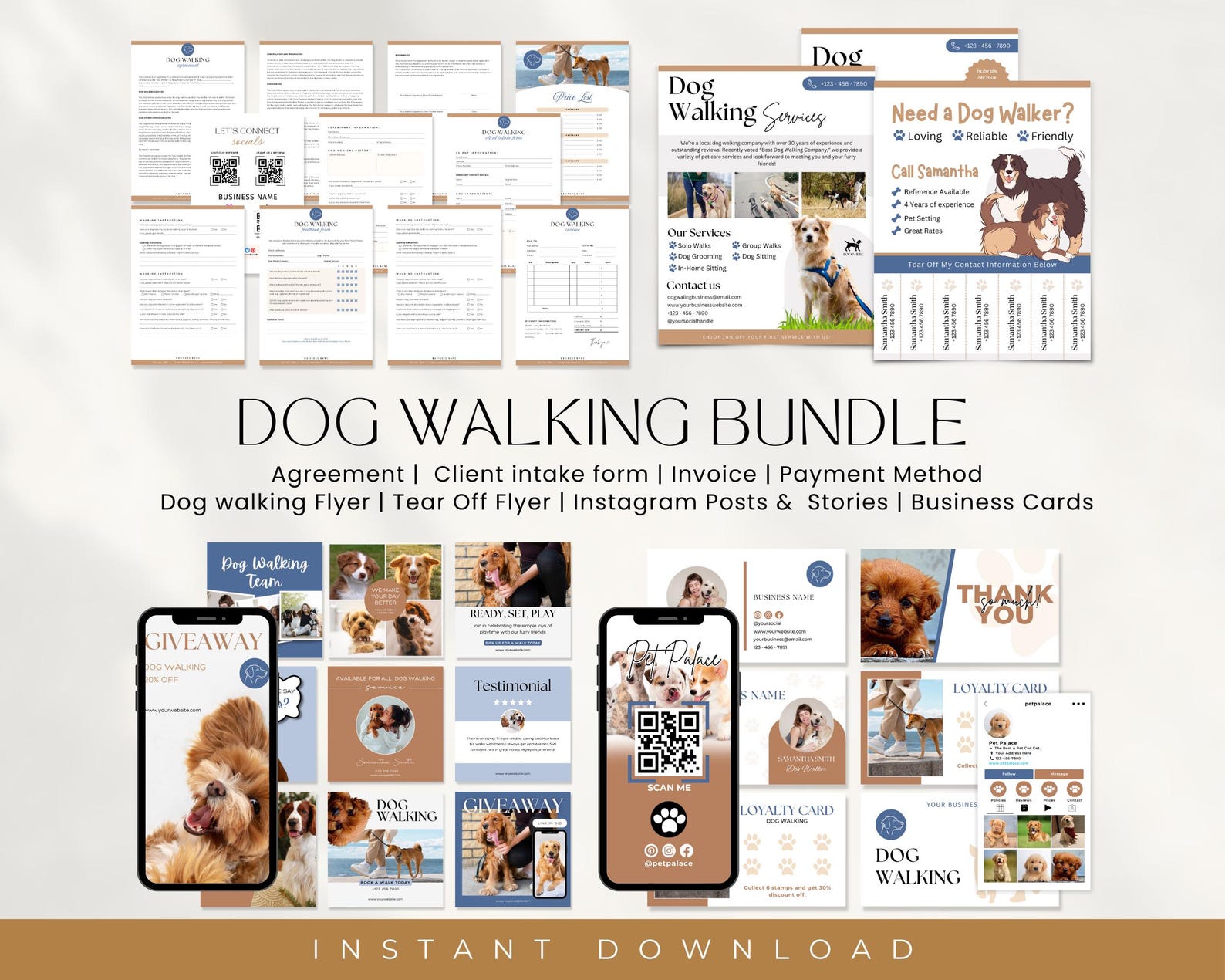Dog Walking Service Bundle, Dog Waking Business Card, Dog Walking ...