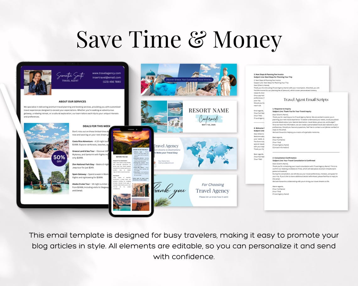 Travel Email Newsletter Template, Email Template Pack, Email Marketing ...