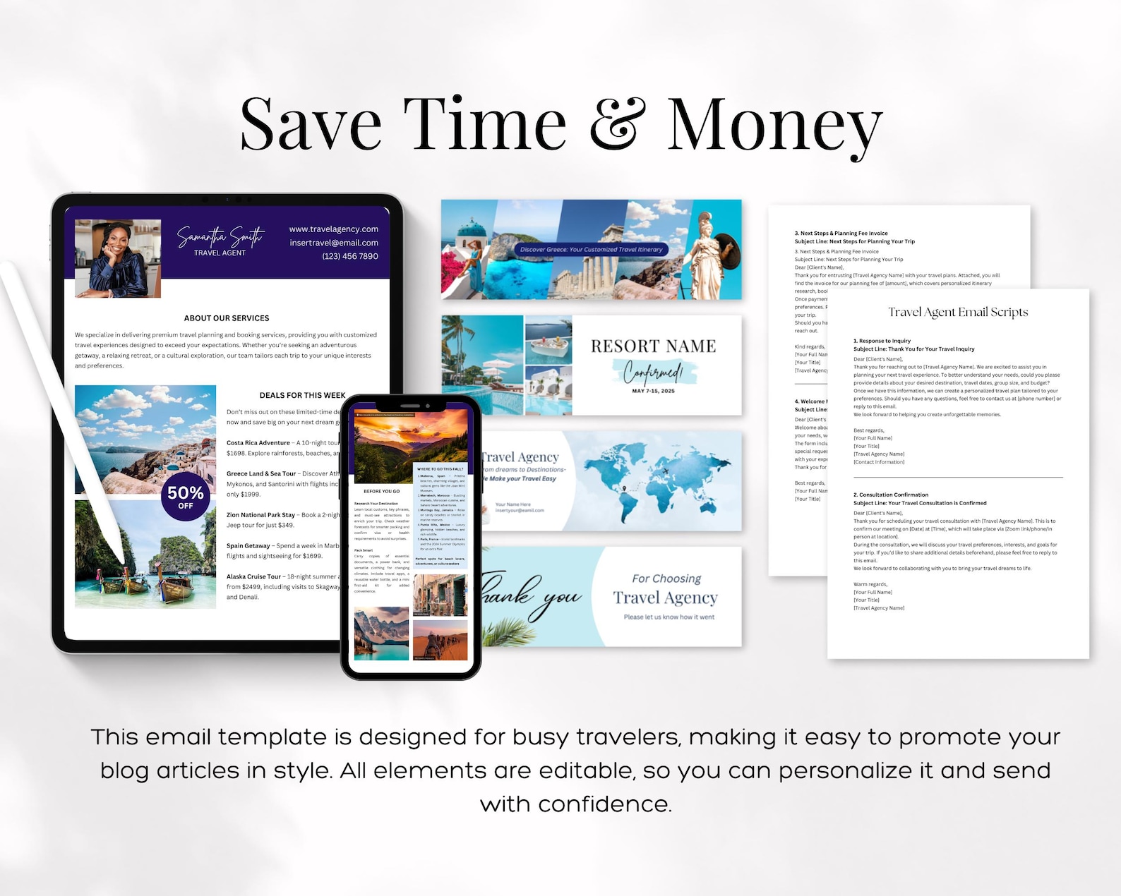 Travel Email Newsletter Template, Email Template Pack, Email Marketing ...