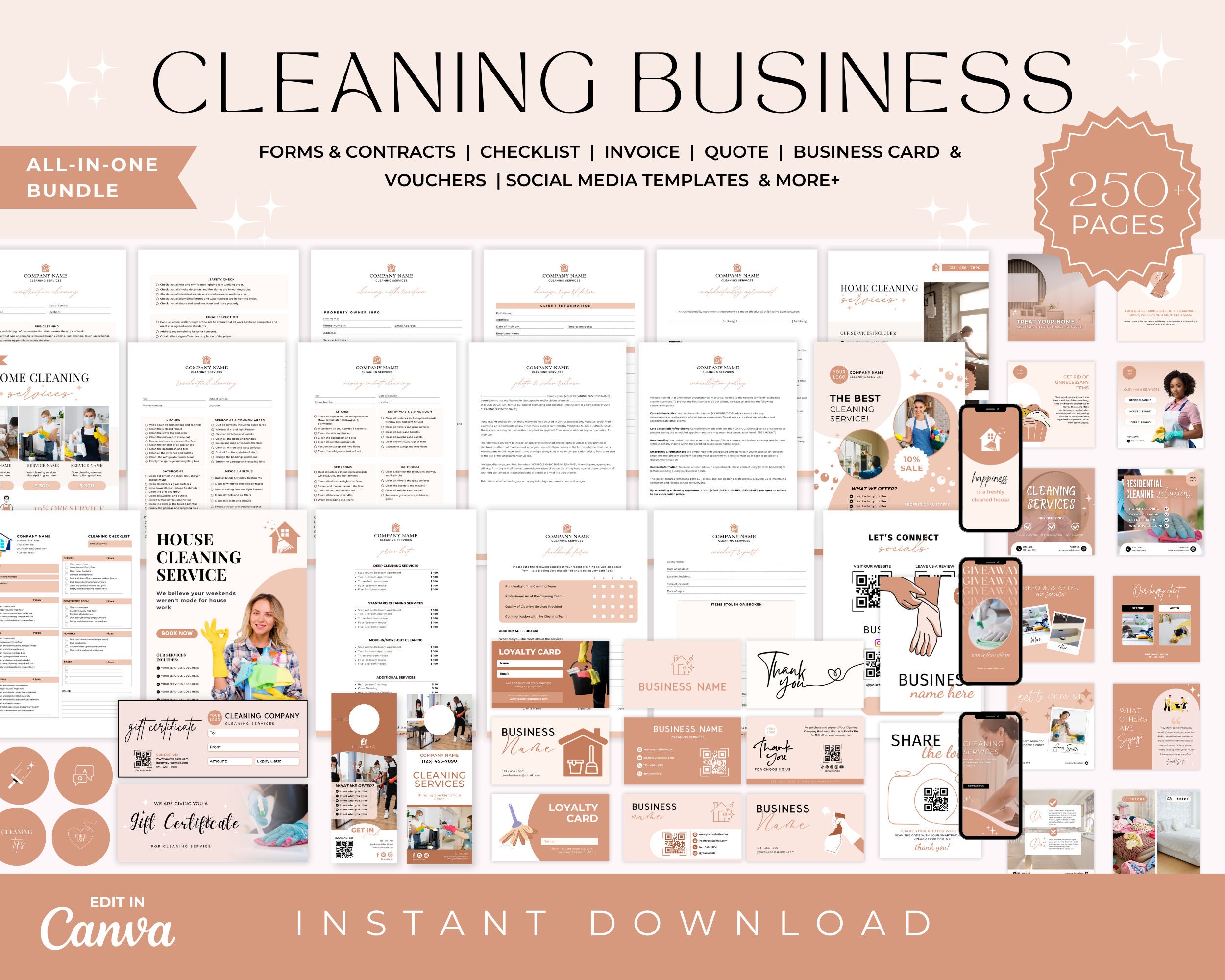 Cleaning Business Bundle, Cleaning Forms, Logo, Service Agreement ...