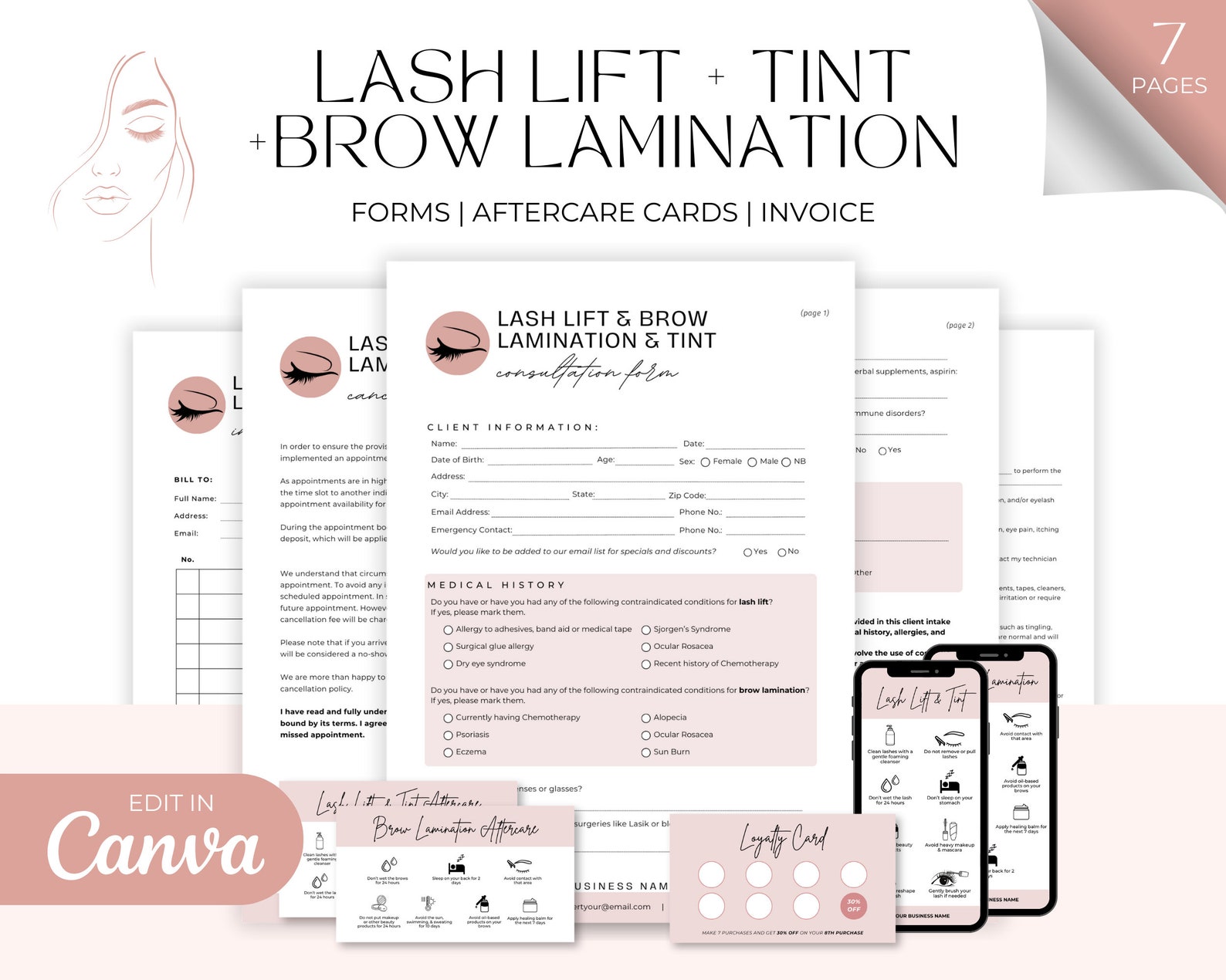 Lash Lift and Brow Lamination Templates Lash Consent & Liability Forms ...