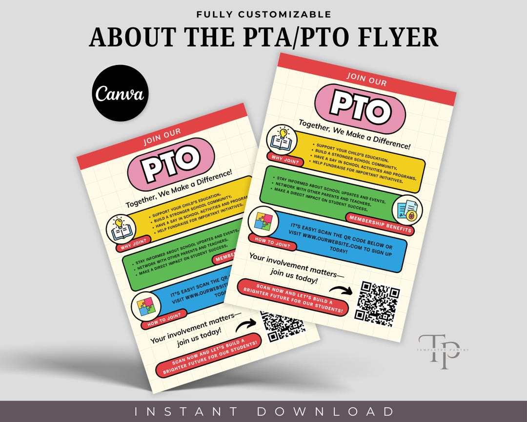 About the PTA/PTO Flyer Template, PTA Flyer Brochure, School Education ...