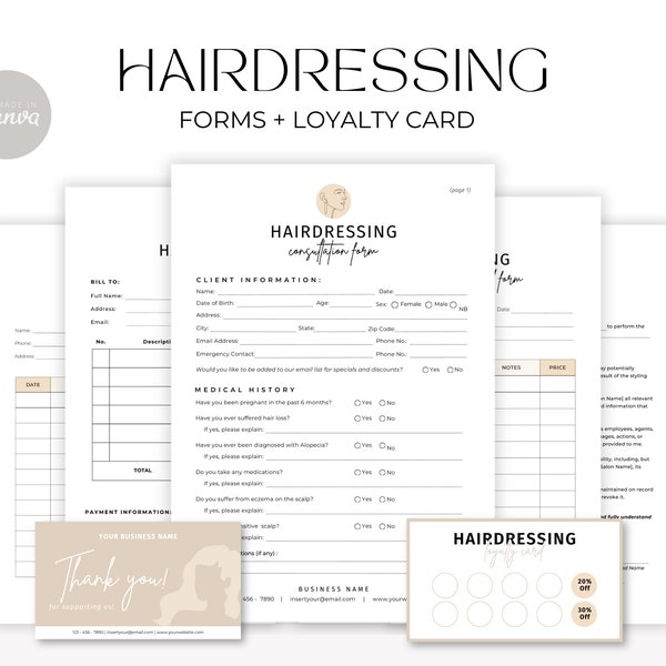 Hair Salon Forms - Etsy