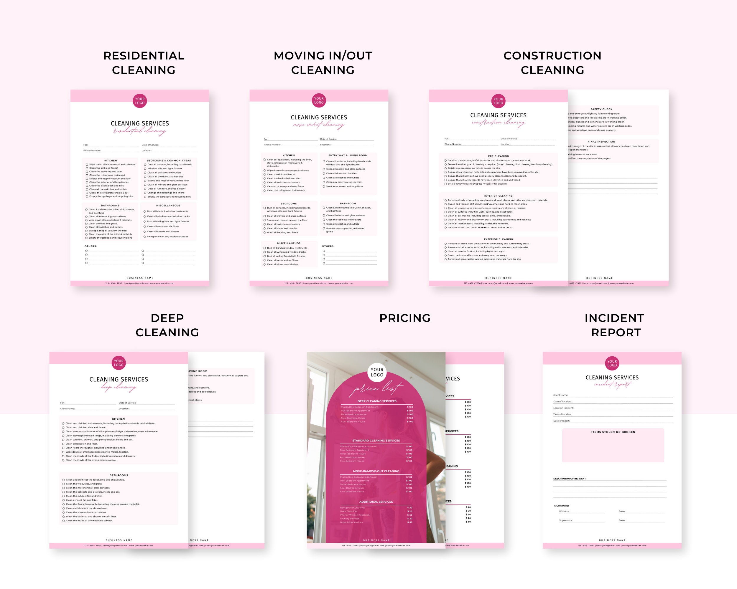 Cleaning Business Bundle, Cleaning Forms, Logo, Service Agreement ...