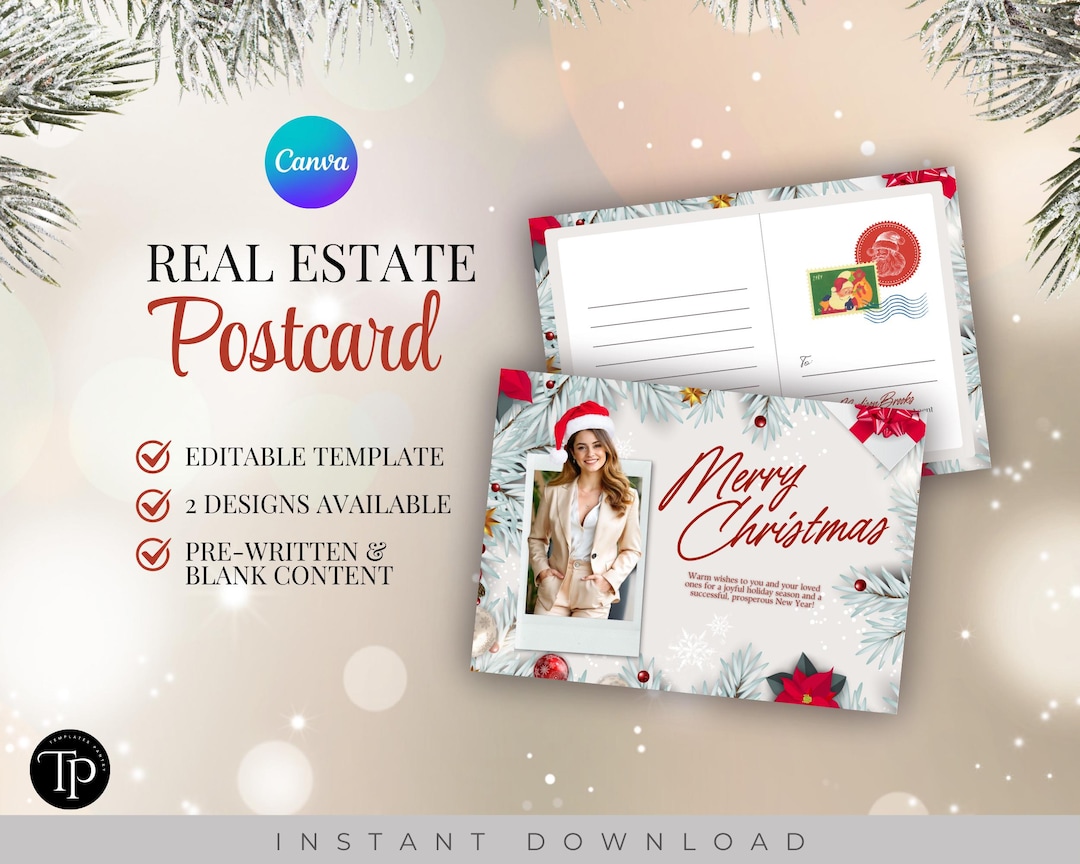 Real Estate Holiday Postcard Template, Holiday Postcard Pack, Holiday ...