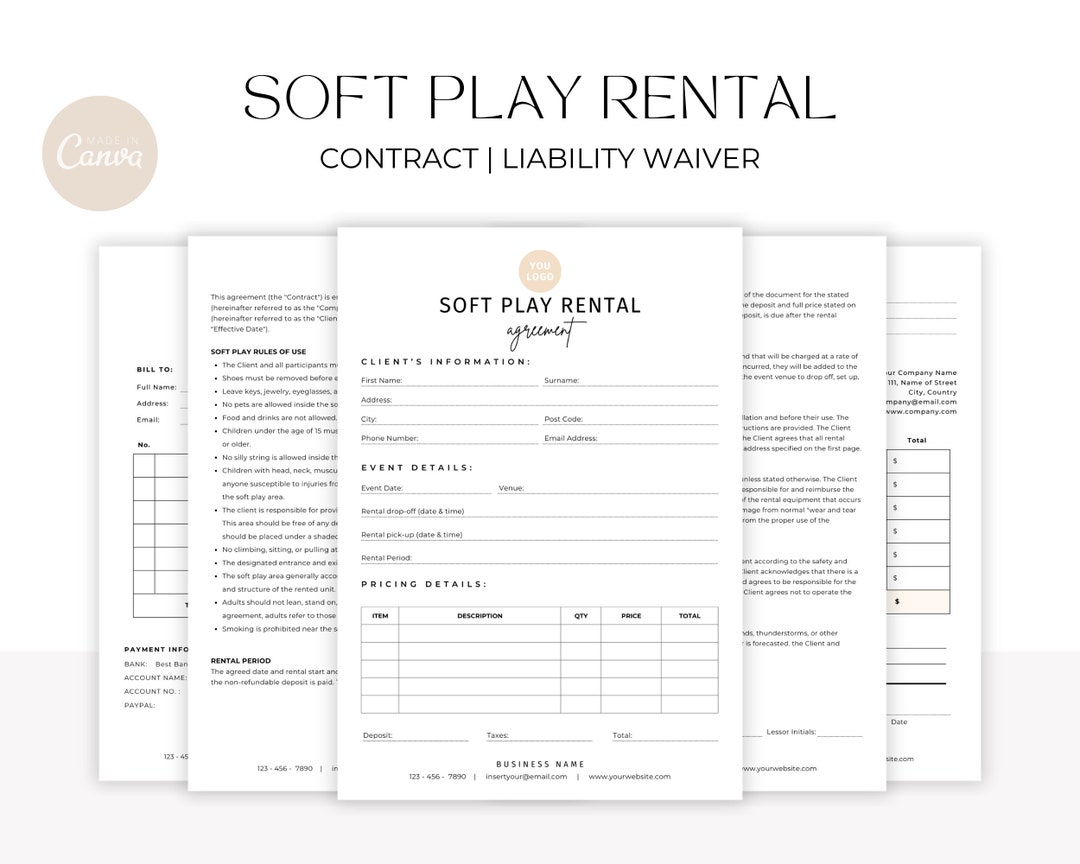 Soft Play Equipment Rental Contract Agreement Template, Editable ...