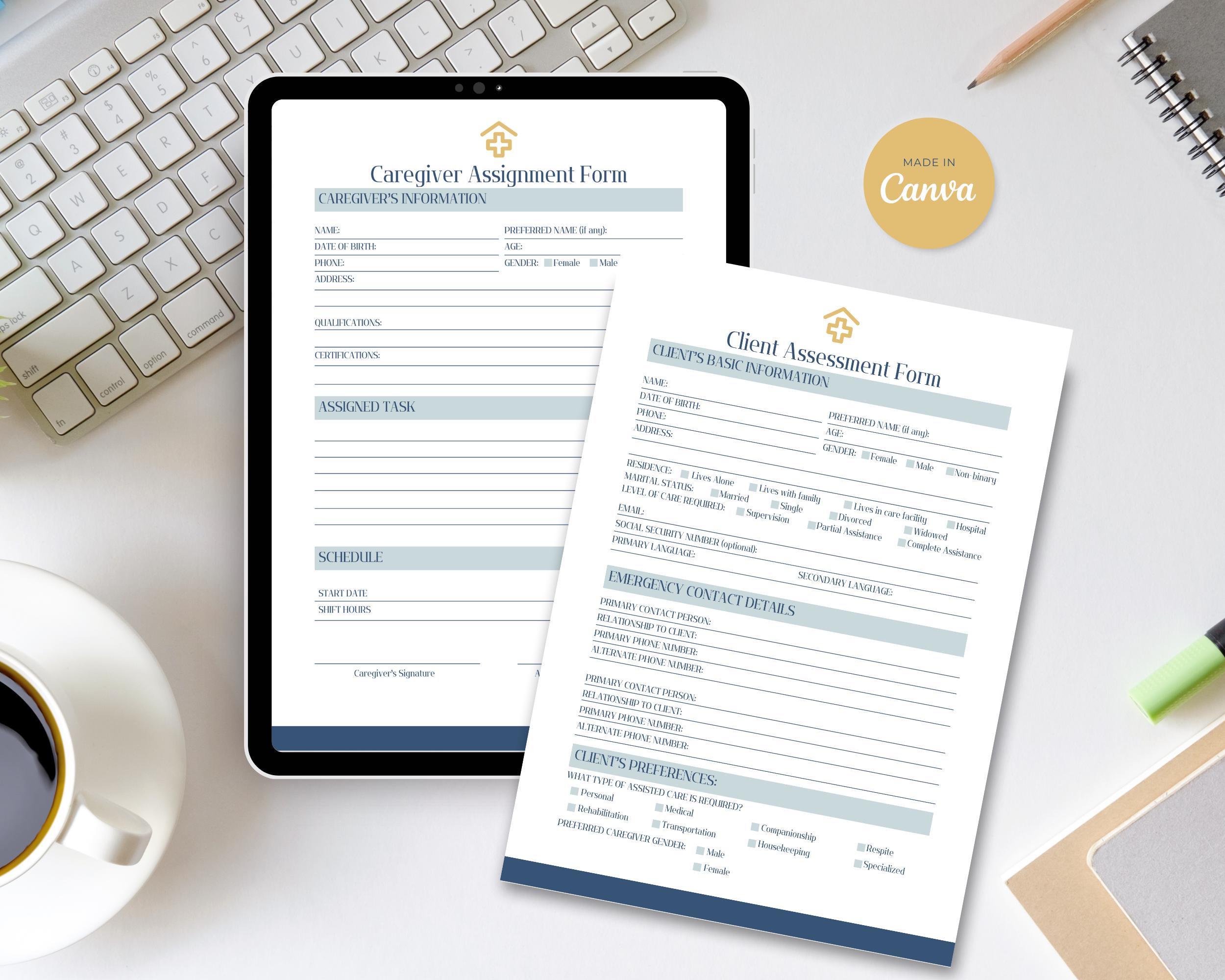 12 CANVA Home Care Business Templates Bundle, Professional Agency Forms ...