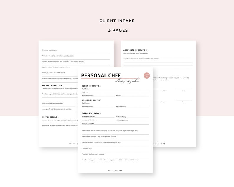 Editable Personal Chef Contract Template, Private Chef Contract ...