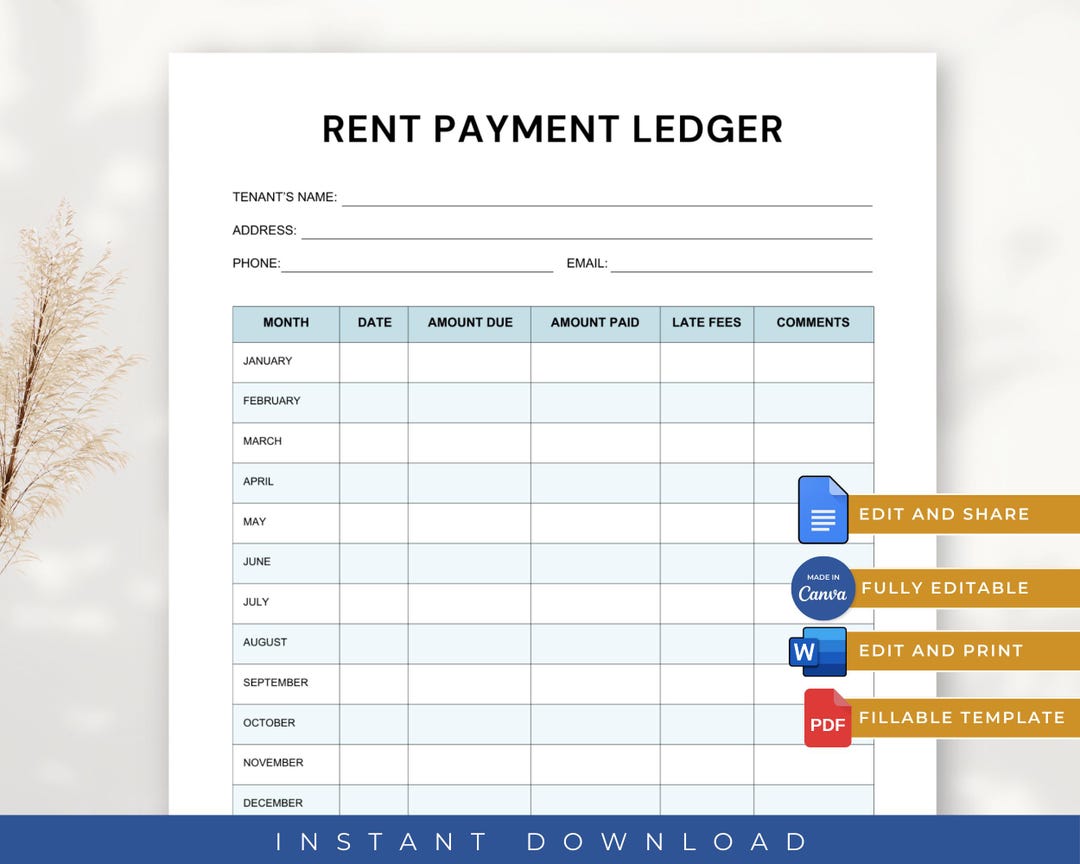 Rent Payment Ledger Template, Form Templates, Rent Payment Ledger Form ...