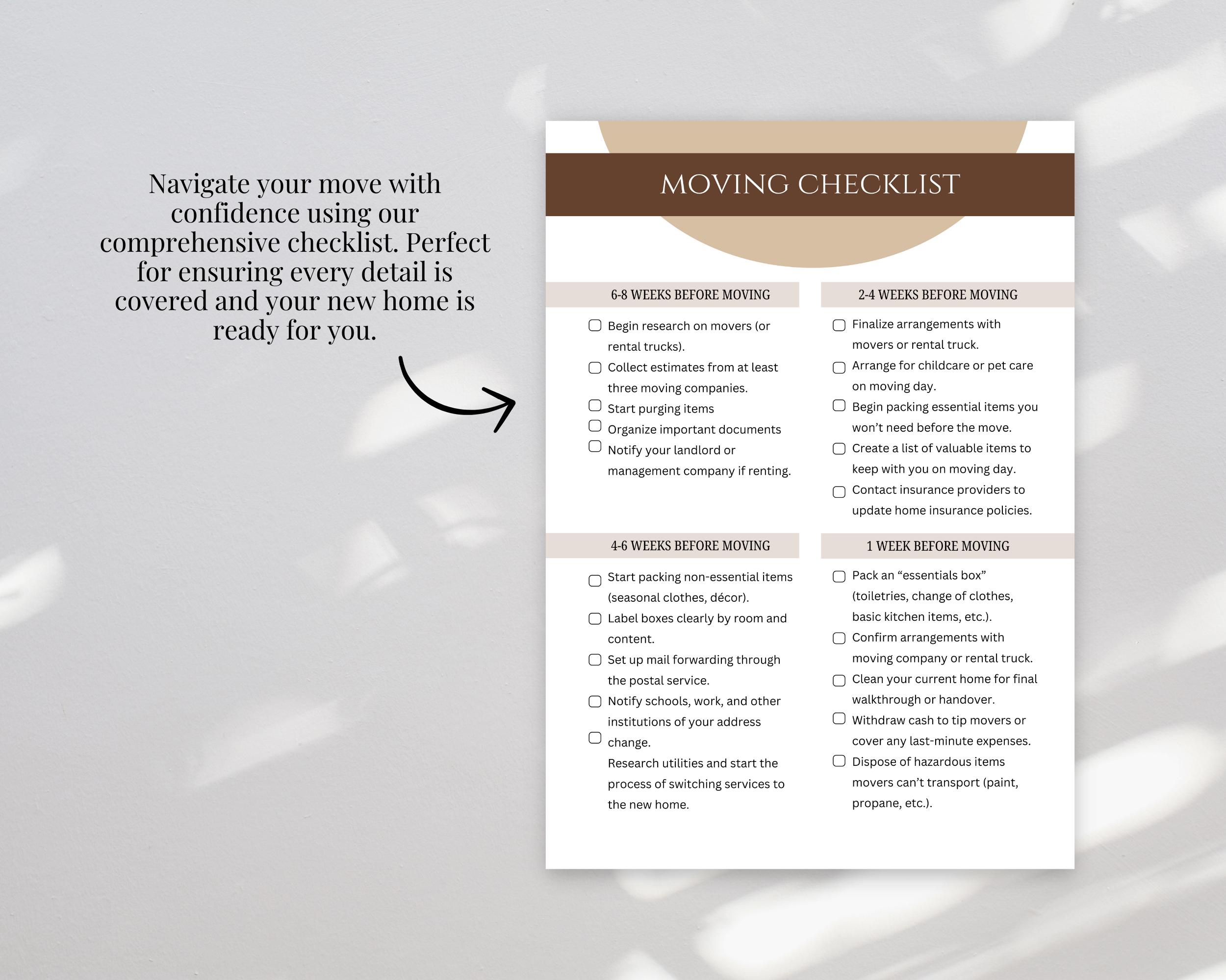 Real Estate Moving Checklist Template, Real Estate Marketing, Realtor ...