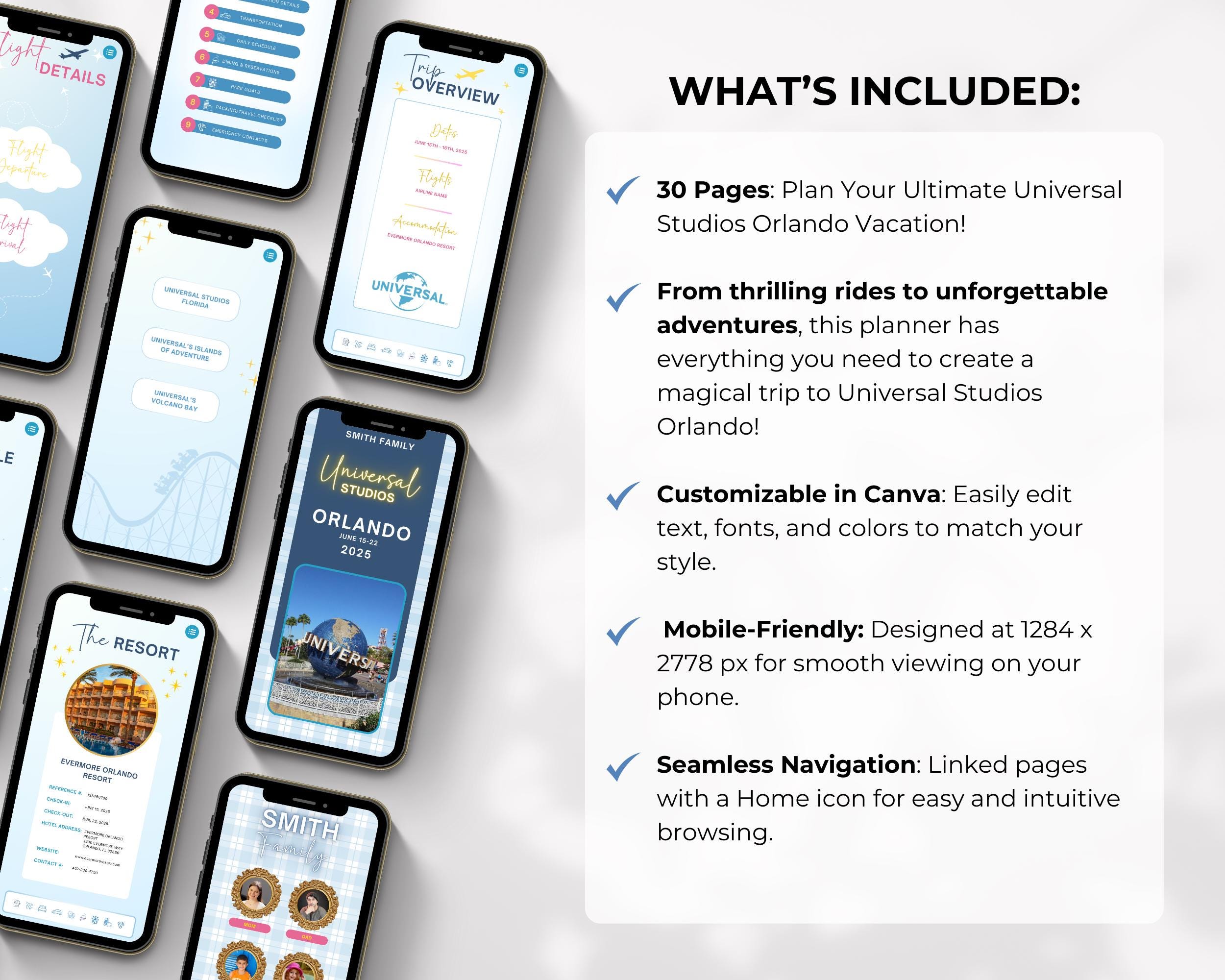 Universal Studios Orlando Vacation Travel Digital Itinerary, Family ...