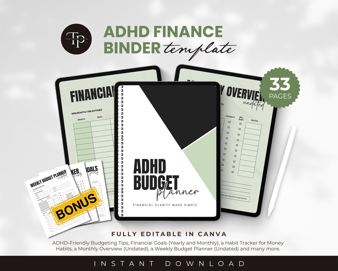 ADHD Finance Binder Template, Finance Budget Planner, ADHD Budgeting ...