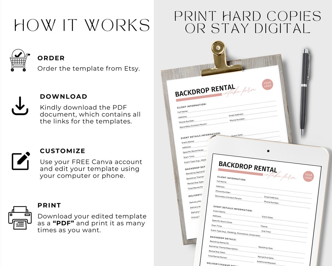 Editable Backdrop Rental Agreement, Party Equipment Rental Contract ...