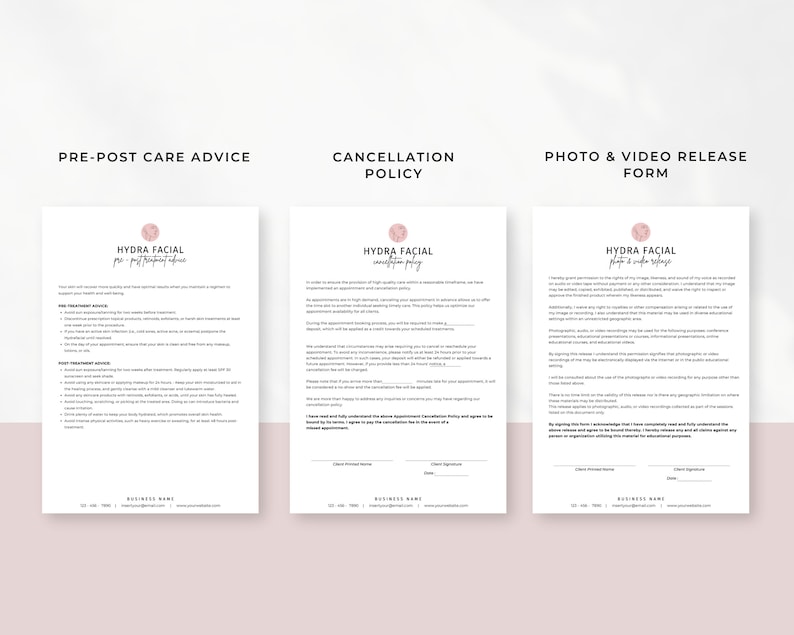 Hydrafacial Consent Form Template, Editable Hydrafacial Client Intake ...