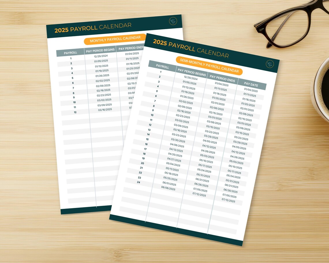 2025 Payroll Calendar, Employee Payroll, Company Calendar, Printable ...