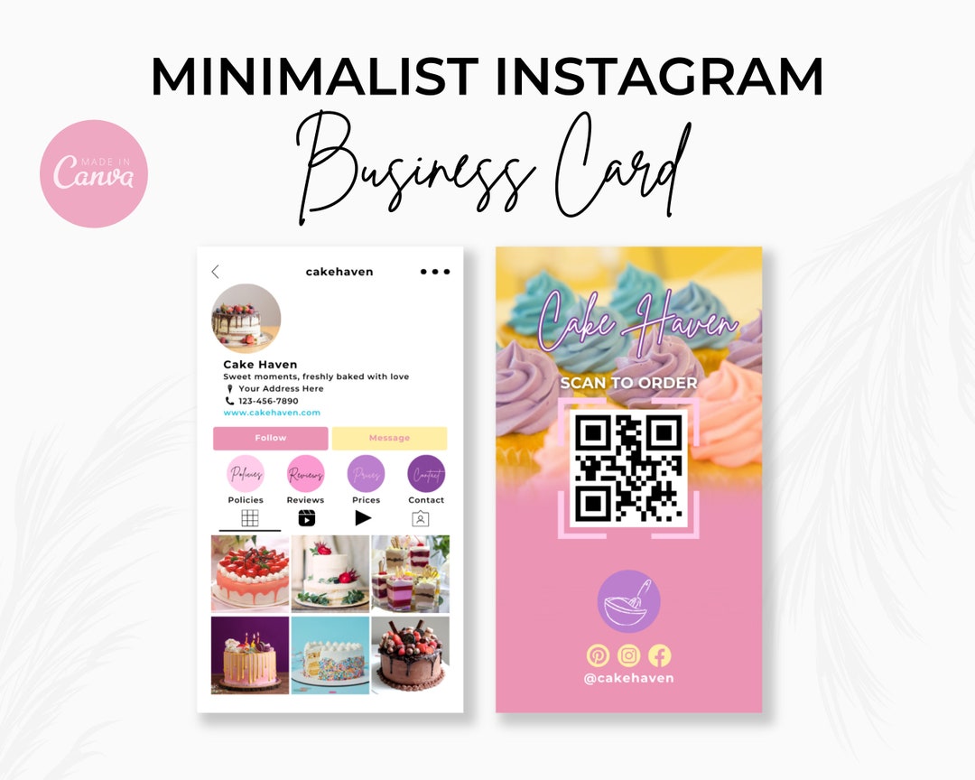 Cake Business Cards, QR Code Sign, Bakery Business Card Template ...