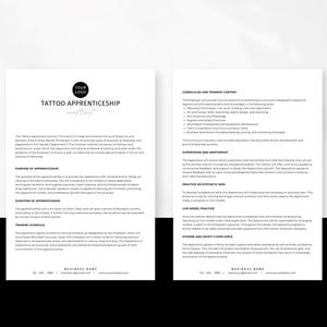Tattoo Apprentice Contract Template, Tattoo Apprentice Contract, Tattoo ...