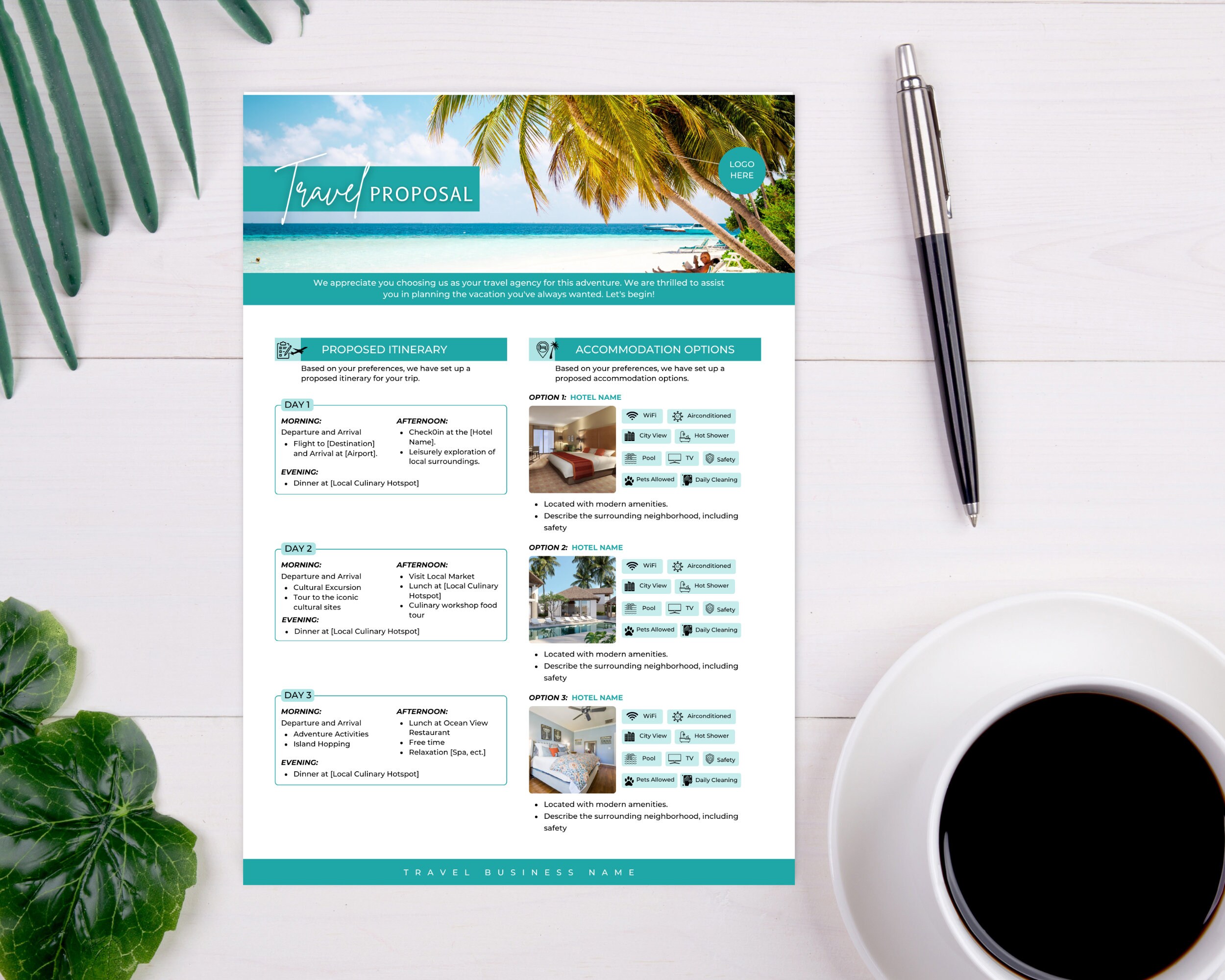 Travel Agent Proposal Template, Travel Advisor Marketing Forms, New ...