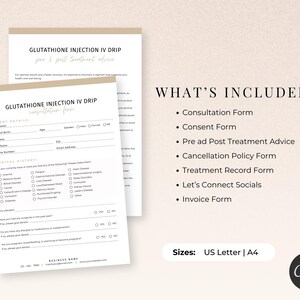 Glutathione Injection IV Drip Intake Form Template, Glutathione ...