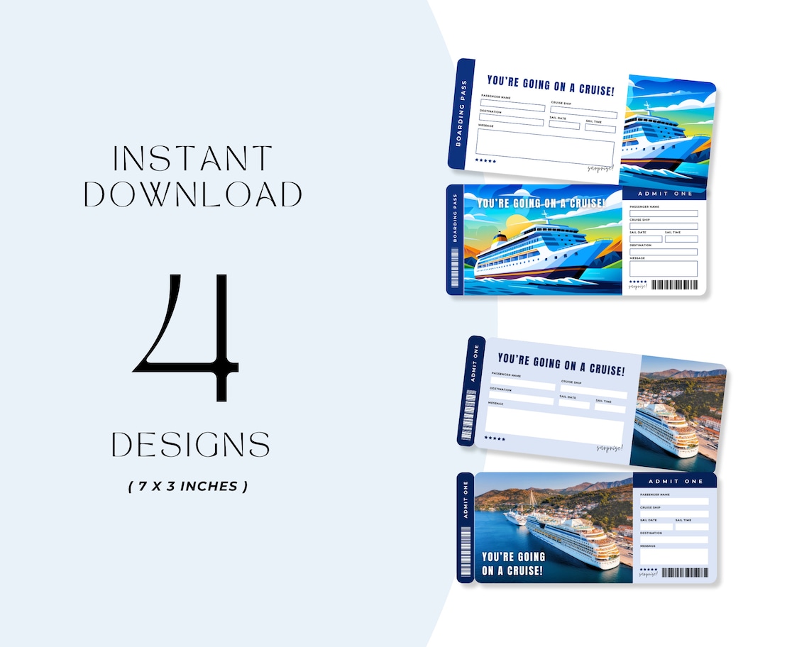 Printable Cruise Ticket Template, Cruise Surprise Ticket, Gift Ticket ...