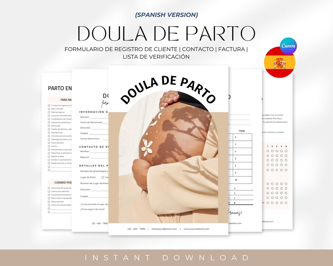 SPANISH (español) - Doula Intake Forms Bundle for New Clients, Client ...