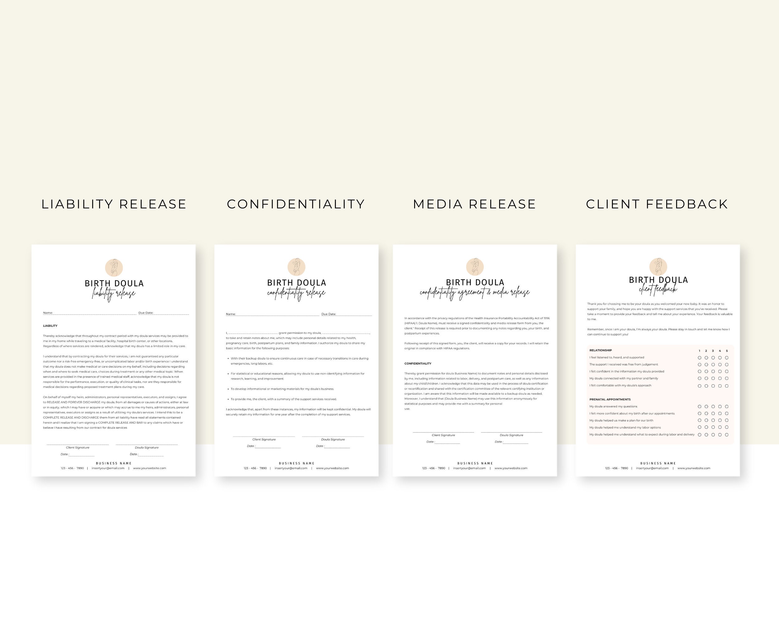 Doula Intake Forms Bundle for New Clients, New Client Intake Forms ...