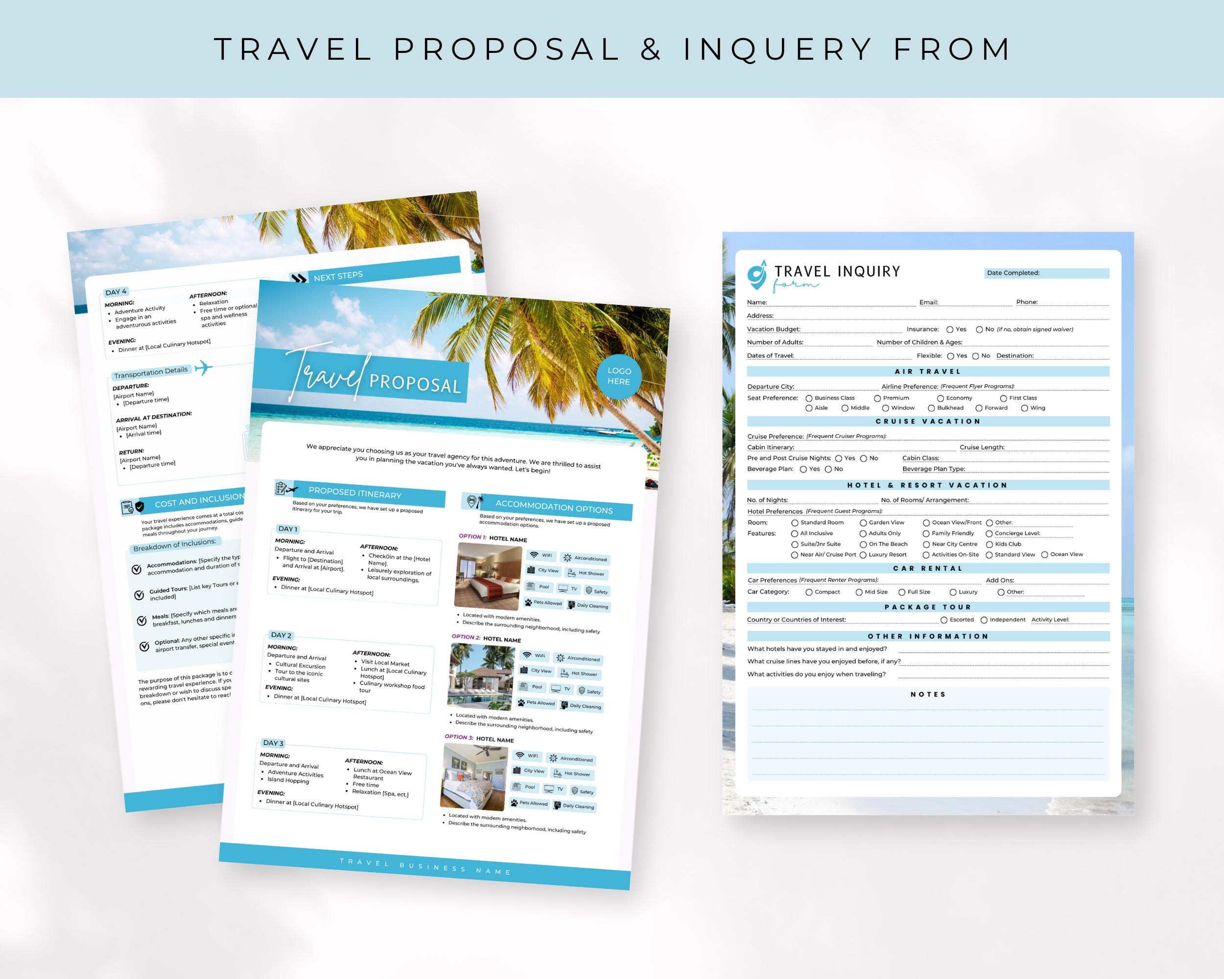 Travel Agent Forms Bundle, Travel Client Intake Form, Travelers ...