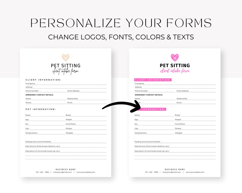 Pet Sitting Service Agreement/contract, Editable & Printable Pet ...