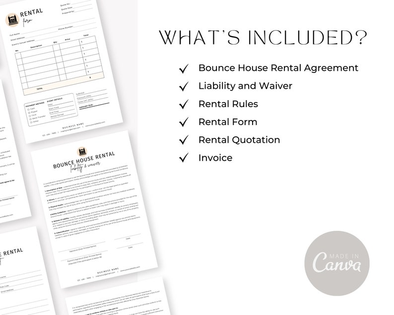 Bounce House Rental Contract Agreement Template, Editable/printable ...