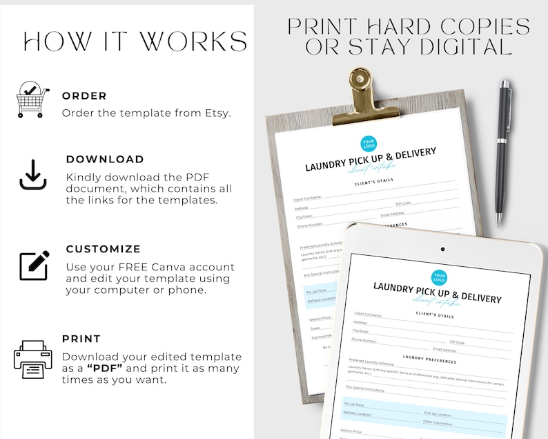 Editable Laundry Pick up & Delivery Services Forms Templates, Pick and ...