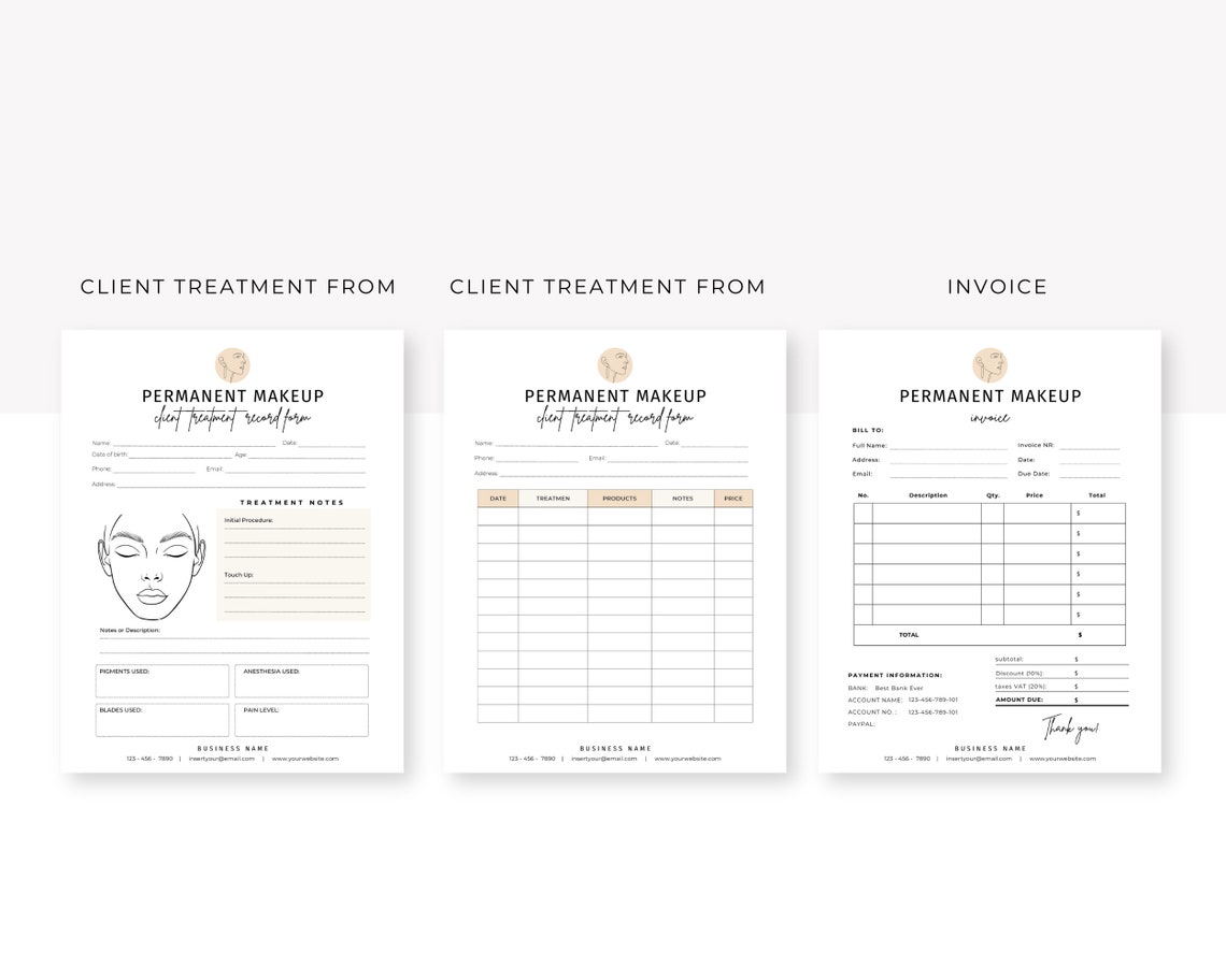Permanent Makeup Forms Editable PMU Consent Form Template Printable ...