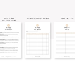 Tattoo Studio Client Forms Bundle, Tattoo Artist Intake Template ...