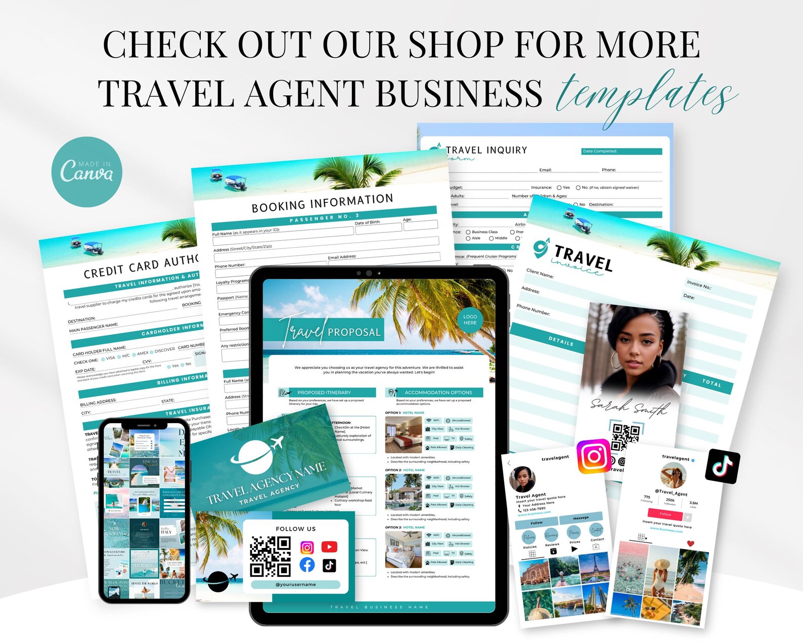 Travel Agent Business Card Template, Digital & Printable Business Card ...