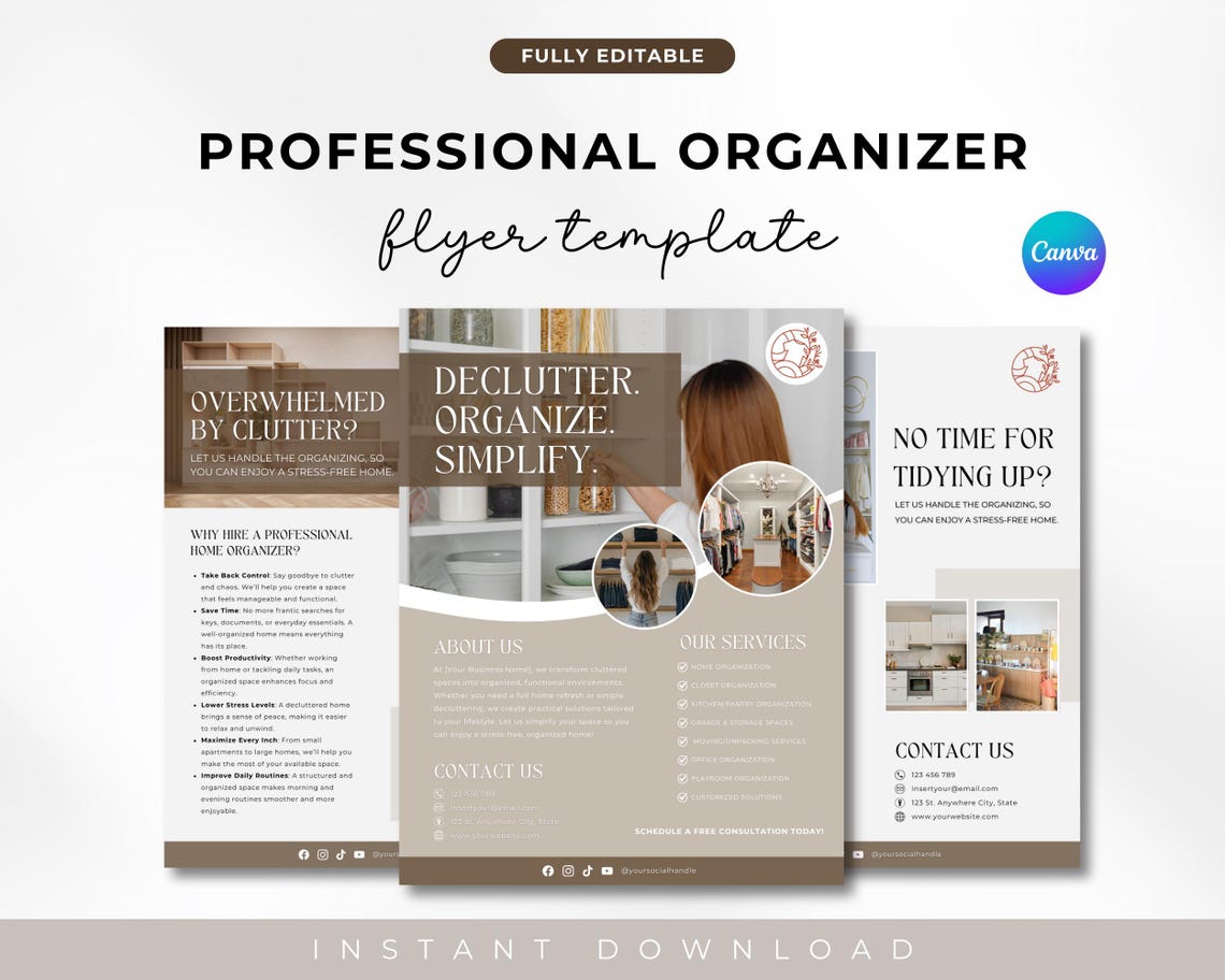 Professional Organizer Flyer Template, Organizing Template ...