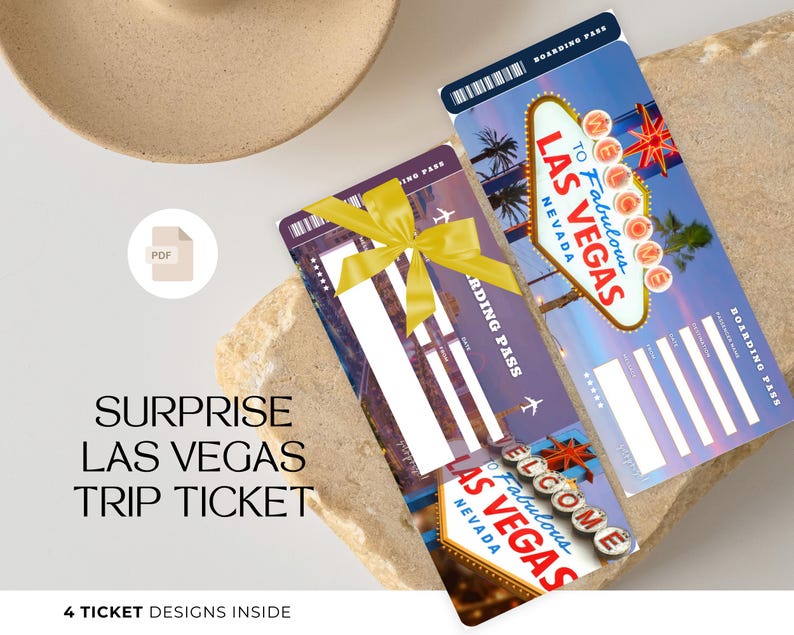 Las Vegas Boarding Pass, Las Vegas Surprise Trip, Las Vegas Gift Ticket ...
