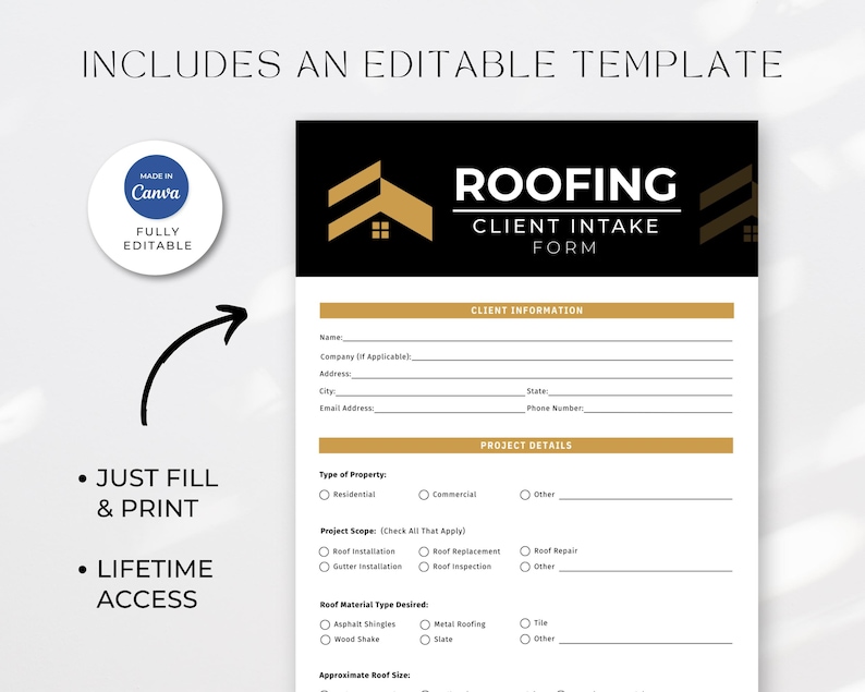 Roofing Business Forms Template, Editable & Printable Roofing Business ...