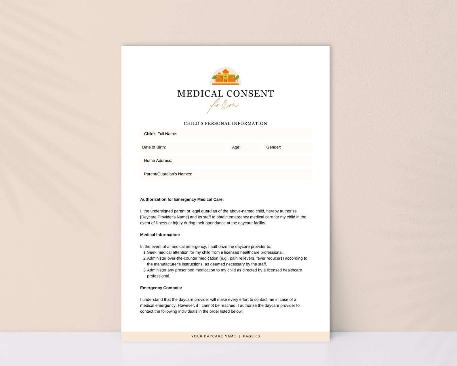 Child Medical Consent Form, in Case of Emergency, Printable Medical ...