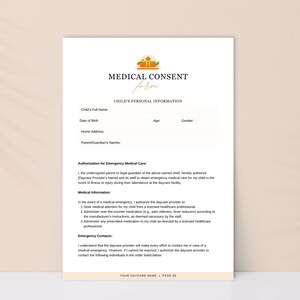 Child Medical Consent Form, in Case of Emergency, Printable Medical ...