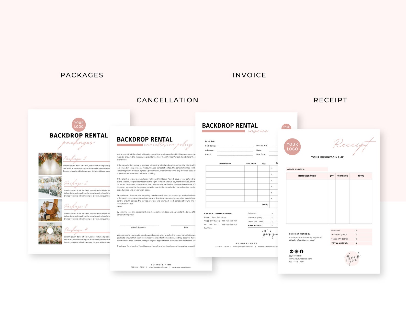 Editable Backdrop Rental Agreement, Party Equipment Rental Contract ...