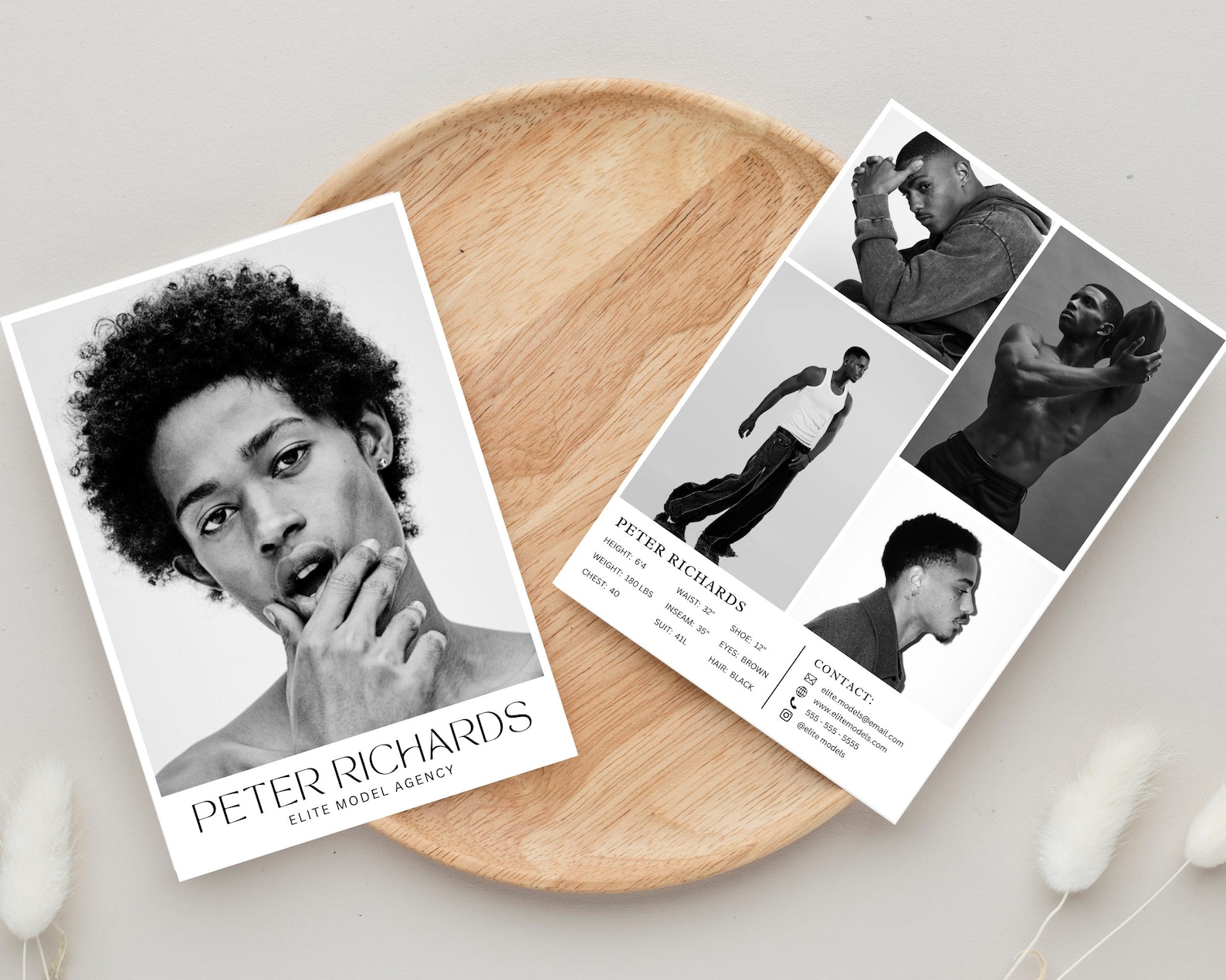 Male Modeling Comp Card Template, Fashion Resume Photo Card, Modeling ...